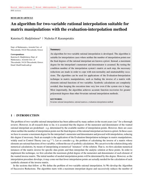 Pdf An Algorithm For Two‐variable Rational Interpolation Suitable For