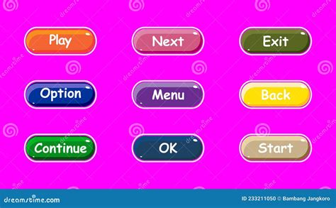 Game Ui Set Of Buttons Gui To Build 2d Games Vector Stock Vector