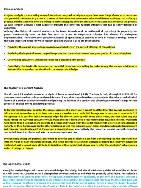 Conjoint Analysis Pdf Utility P Value