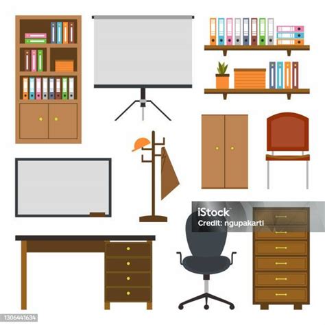 만화 사무용 가구 테이블 책장 사무실 의자 찬장 장식 및 기타 요소가있는 홈 룸 및 사무실 인테리어 생성자 평면 디자인으로 설정된 비즈니스 작업장 크리에이터 가구에 대한
