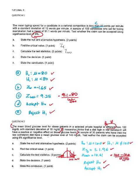 Tutorial With Answer Introduction To Statistics TUTORIAL QUESTION QUESTION Studocu