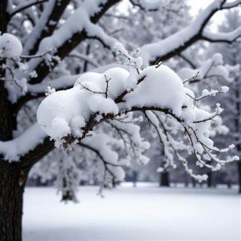 Tree S Limbs Are Heavy With The Weight Of Fresh Snow Isolated Snow Stock Illustration