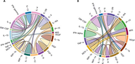 Chord Diagrams Demonstrating Correlations Between Serum Cytokines In