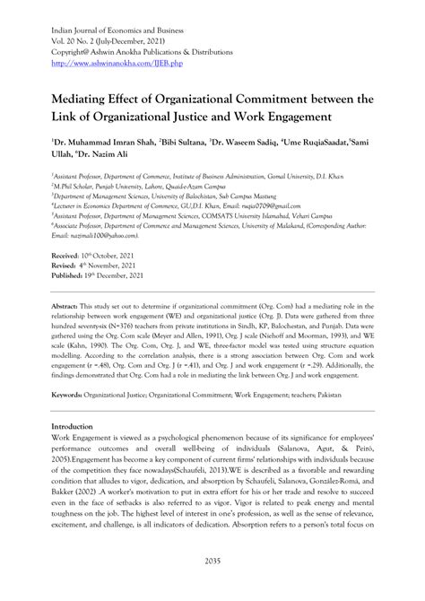 Pdf Mediating Effect Of Organizational Commitment Between The Link Of