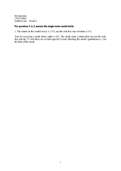 problem set week 8 homework investments fnce problem set week 8