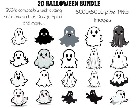 Ghost Svg Bundle Ghost Svg Ghost Clipartghost Svg Cut Files Etsy