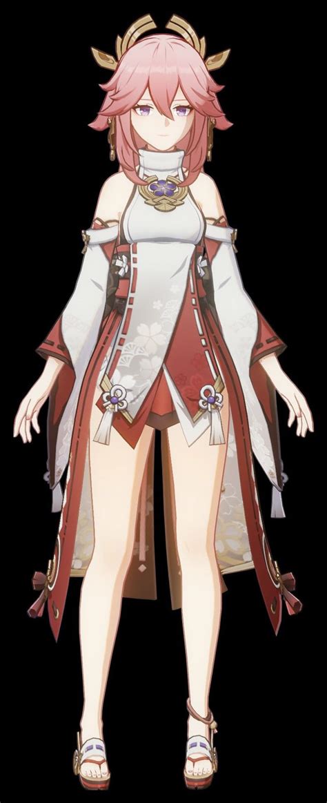 Яэ мико в полный рост Character Modeling Long Pink Hair Impact