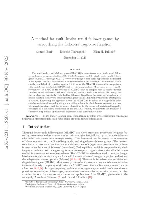 Pdf A Method For Multi Leader Multi Follower Games By Smoothing The