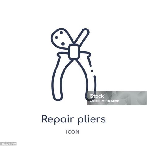 건설 도구 개요 컬렉션에서 선형 수리 플라이어 아이콘 얇은 라인 수리 펜 치 벡터 흰색 배경에 고립 수리 플라이어 트 렌 디 일러스트레이션 나사돌리개에 대한 스톡 벡터 아트