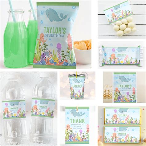 Under The Sea Bundle Kit Printable Snacks Treat Bags Favor Wrapper