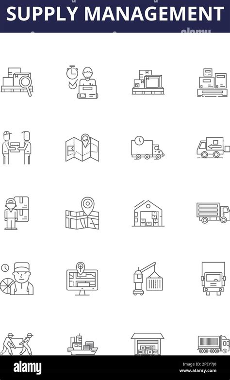 Supply Management Line Vector Icons And Signs Sourcing Logistics