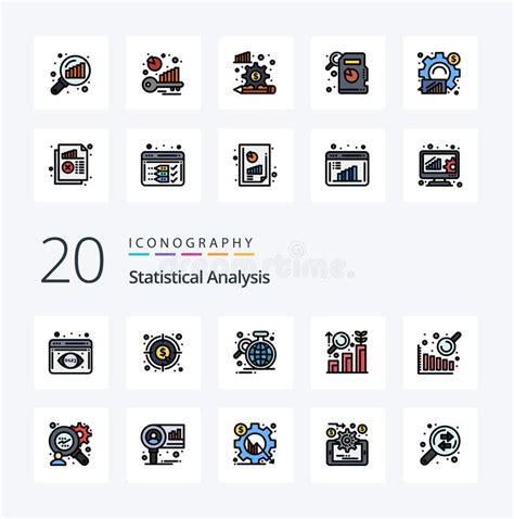 20 Statistical Analysis Line Filled Color Icon Pack Like Business Intelligence Graph Analysis