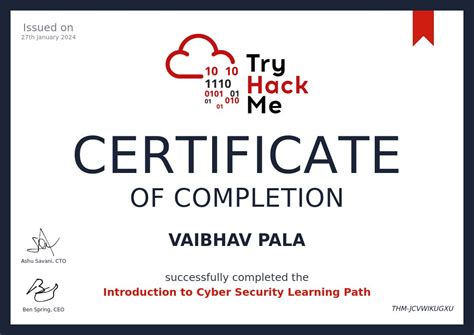 Graduated From Tryhackme Cybersecurity Course Vaibhav P Posted On The Topic Linkedin