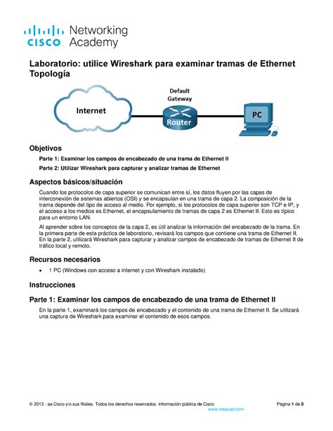 Lab Use Wireshark To Examine Ethernet Frames Mendez Maria Aa Cisco Y O Sus