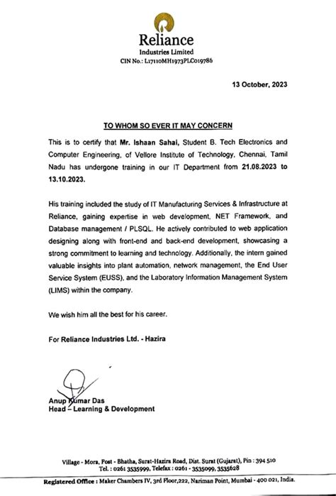 Ishaan Sahai On Linkedin Internship Webdevelopment Reliancemanufacturingindustries 13 Comments