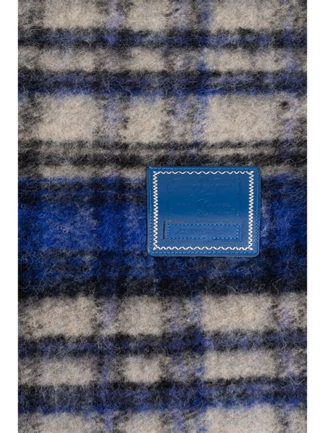 ader error logo patch check pattern scarf blue farfetch