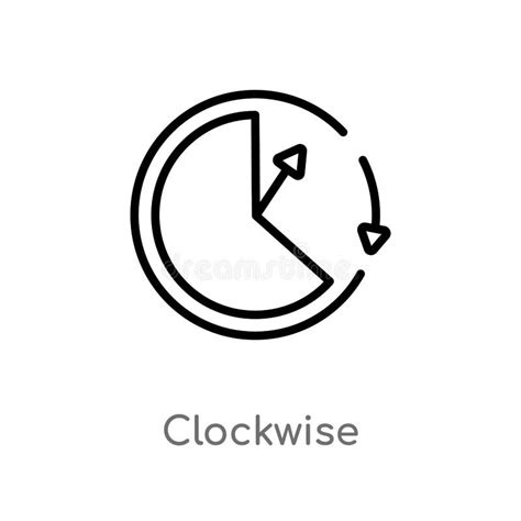 Outline Clockwise Drawn Arrow Vector Icon Isolated Black Simple Line