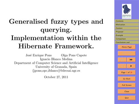 Generalised Fuzzy Types And Queryingimplementation Within The Hibernate Framework Ppt