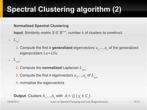 Notes On Spectral Clustering Ppt