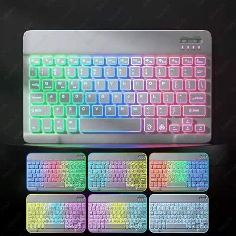 Rgb Color Inches Backlight Wireless Bluetooth Keyboard With Light Led Ipad Laptop Android