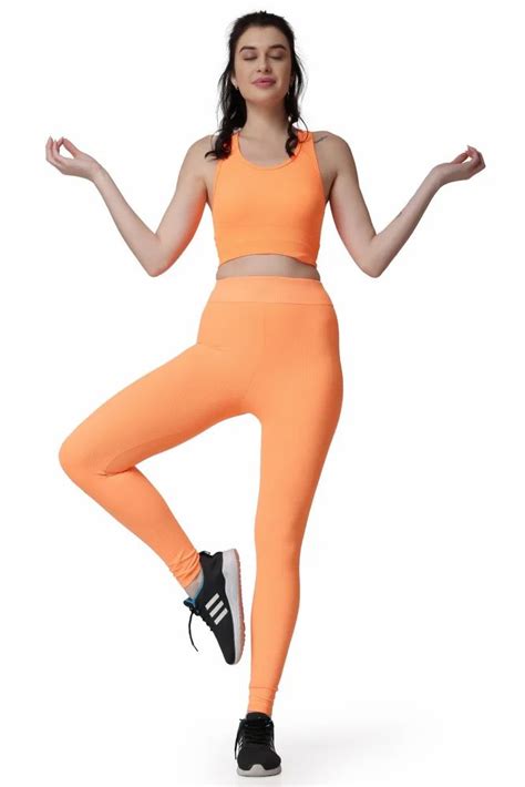 High Waist Orange Ladies Yoga And Gym Wear Tights Skin Fit At Rs 425