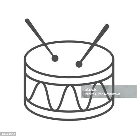 드럼 얇은 라인 아이콘 키즈 장난감 개념 흰색 배경에 드럼 장난감 기호 모바일 개념과 웹 디자인을위한 윤곽 스타일 스네어 드럼 아이콘 벡터 그래픽 아이콘에 대한 스톡 벡터
