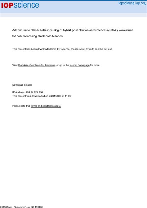 Addendum To ‘the Ninja 2 Catalog Of Hybrid Post Newtonian Numerical Relativity Waveforms For Non