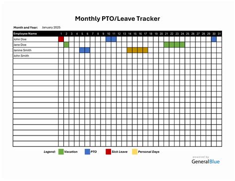 Free Excel Leave Tracker Templates