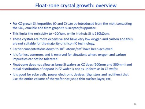 Ppt Silicon Crystal Structure And Defects Czochralski Single Crystal Growth Powerpoint