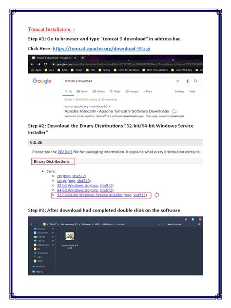 Step 1 Go To Browser And Type Tomcat 9 Download In Address Bar Click Here Pdf