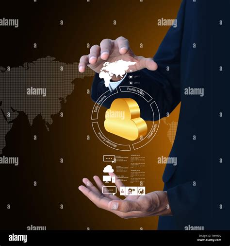 Business Man Showing Concept Of Cloud Computing Stock Photo Alamy