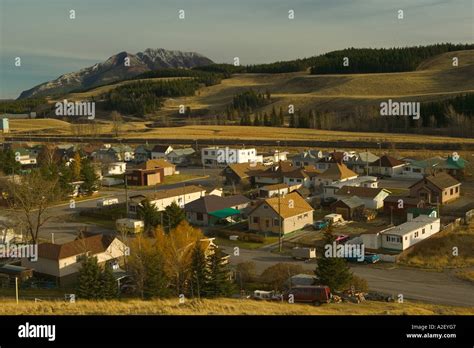 Canada Alberta Crowsnest Pass Area Coleman Town View From Crowsnest