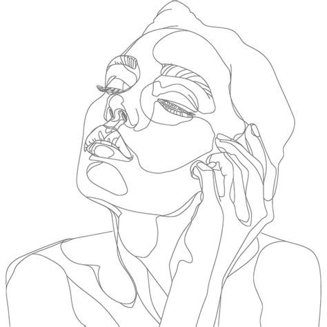 Aesthetic Woman With Continuous Line Art Style Black Color Only Premium Ai Generated Vector