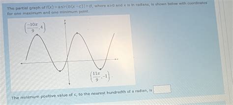 solved the partial graph of f x asin[b x−c ] d where a 0