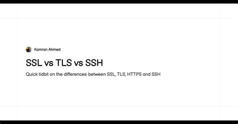 Muhammad Shayan Faisal On Linkedin Ssl Vs Tls Vs Ssh Roadmapsh