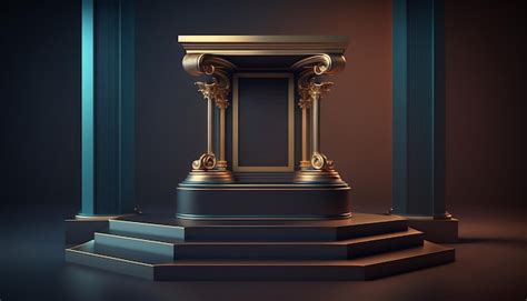 Premium Photo A 3d Rendering Of A Column With Gold Columns And A