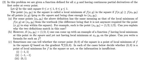 Solved In This Problem We Are Given A Function Defined Chegg