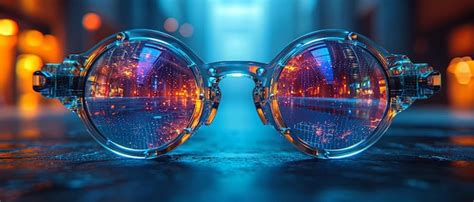 Premium Photo A Long Shot Of Futuristic Glasses With An Abstract
