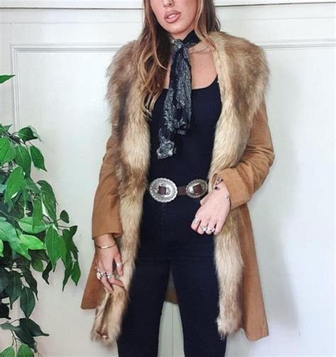 Womens Brown Penny Lane Coat 90s Vintage Boho Style Warm Winter