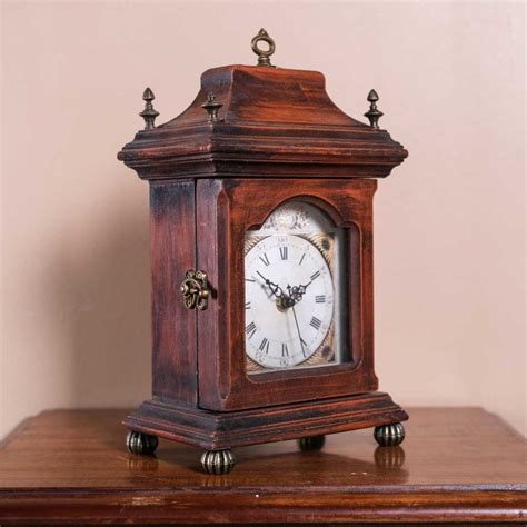 Retro Wooden Clock Keychain Antique Wooden Clock Keychain Vintage Type Shop