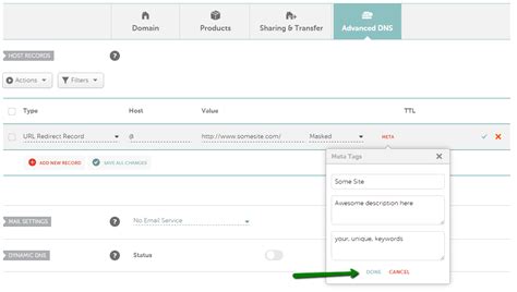 How To Set Frame Meta Tags For A Domain Domains Namecheap