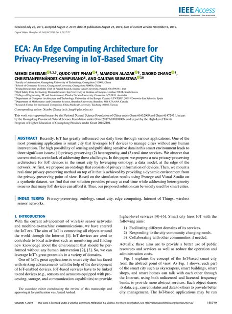 Pdf Eca An Edge Computing Architecture For Privacy Preserving In Iot
