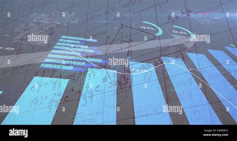 Image Of Financial Data Over Mathematical Equations In School Notebook