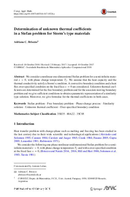 Pdf Determination Of Unknown Thermal Coefficients Through A Free