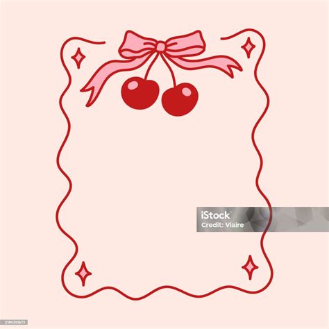 분홍색 활 체리 베리 및 별이 있는 예쁜 매력적인 프레임을 요괴 휴일 트렌디 한 테두리 인사말 카드 결혼식 초대장 소셜 미디어에 대 한 빈티지 배경 결혼식에 대한 스톡 벡터