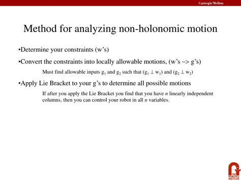 PPT Non Holonomic Constraints And Lie Brackets PowerPoint Presentation ID