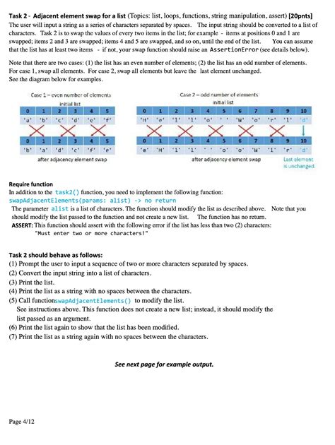 [solved] task 2 adjacent element swap for a list topics list loops