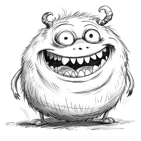 재미있는 만화 괴물 검은색과 색 터 일러스트레이션 컬러링 책 프리미엄 사진