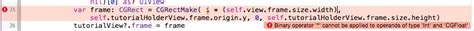 Ios Binary Operator Cannot Be Applied To Operands Of Type Int And