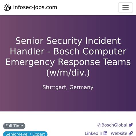 Hiring Senior Security Incident Handler Bosch Computer Emergency Response Teams Wmdiv